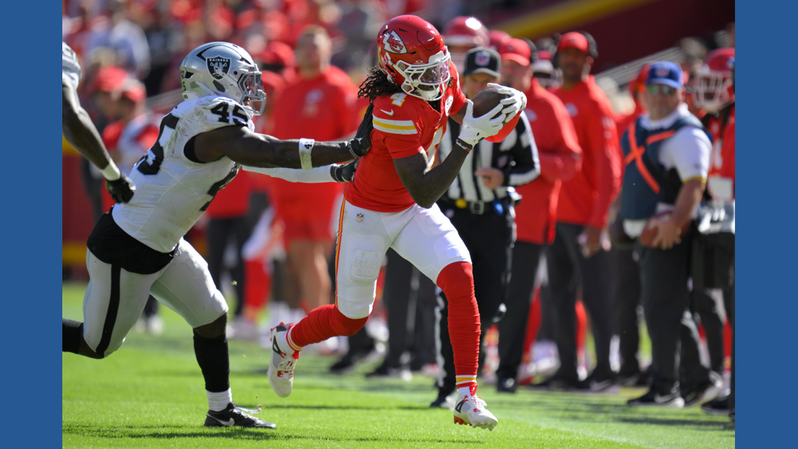 Patrick Mahomes leads Chiefs to 31-0 rout of Raiders as Rashee Rice ...