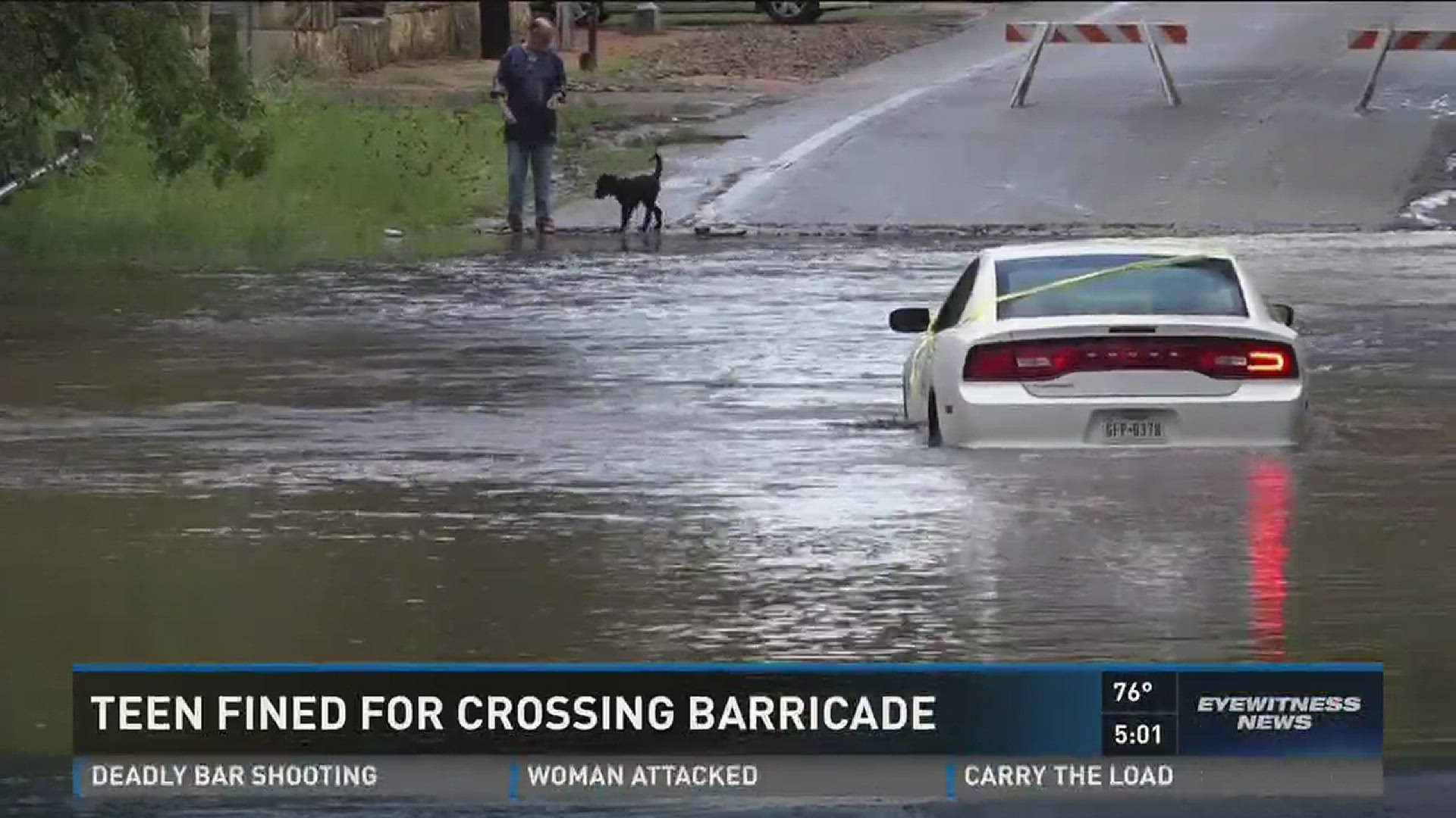 Teen gets fined for crossing barricade, getting stuck in water | kens5.com