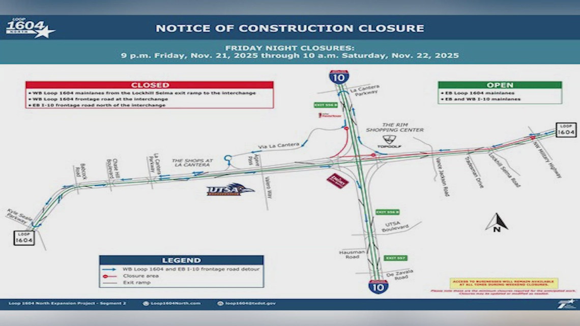 San Antonio drivers to face Loop 1604, I-10 closures this weekend ...