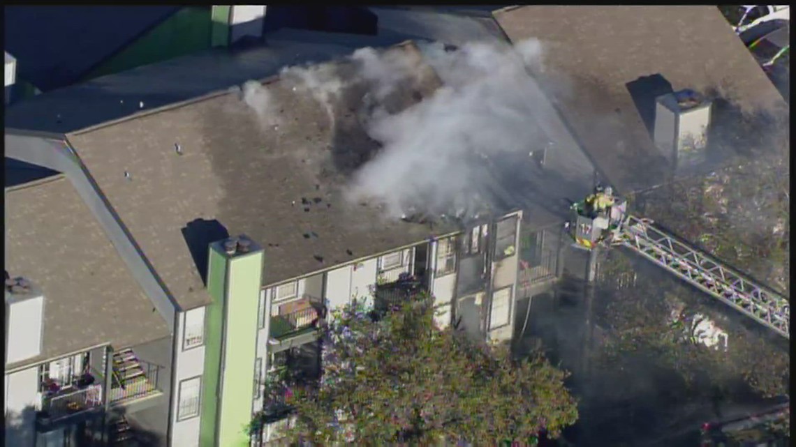 Ceiling collapses during large apartment fire on the north-side | kens5.com