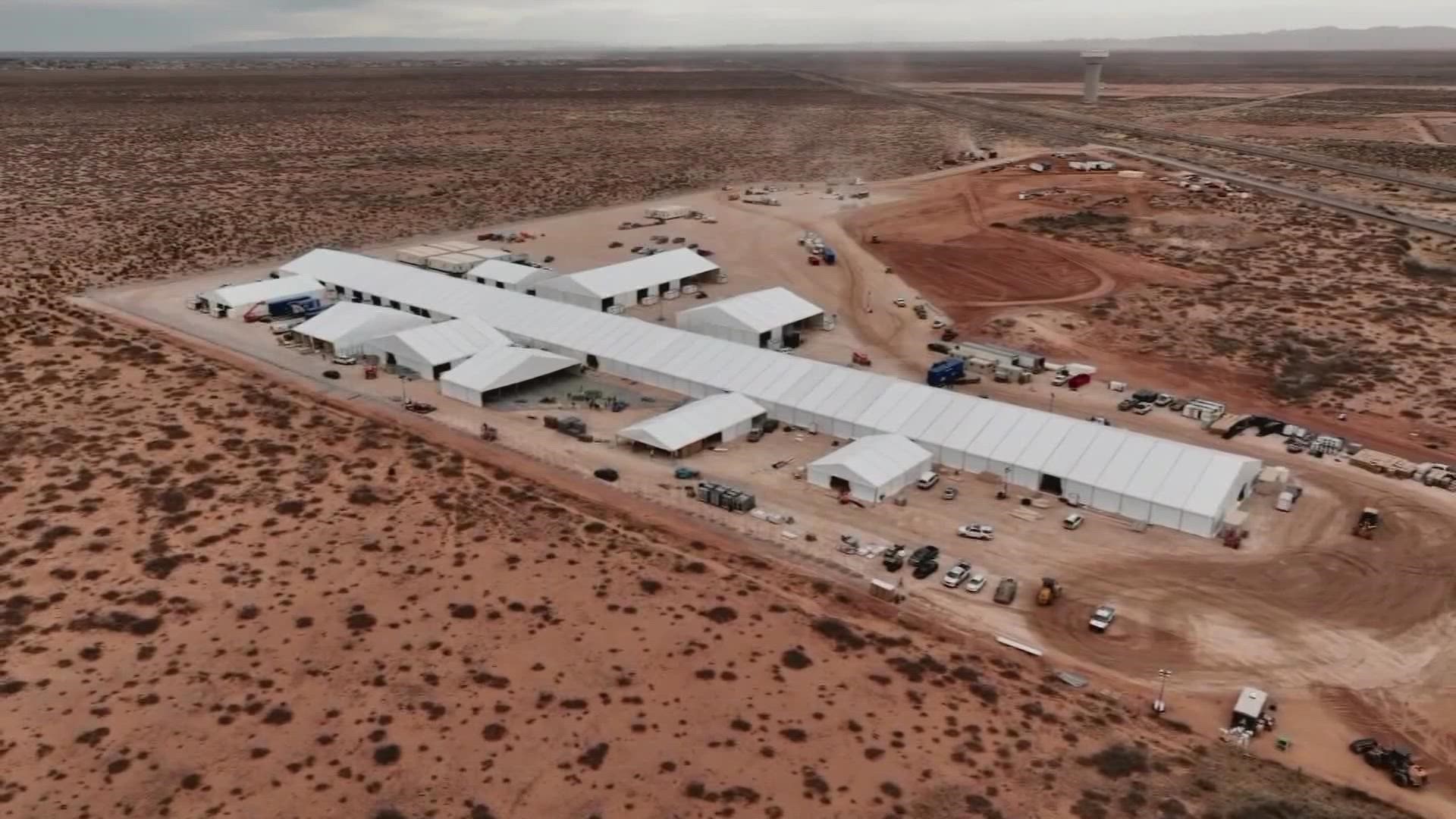 New soft-sided tent facility built for migrants after massive surge in ...