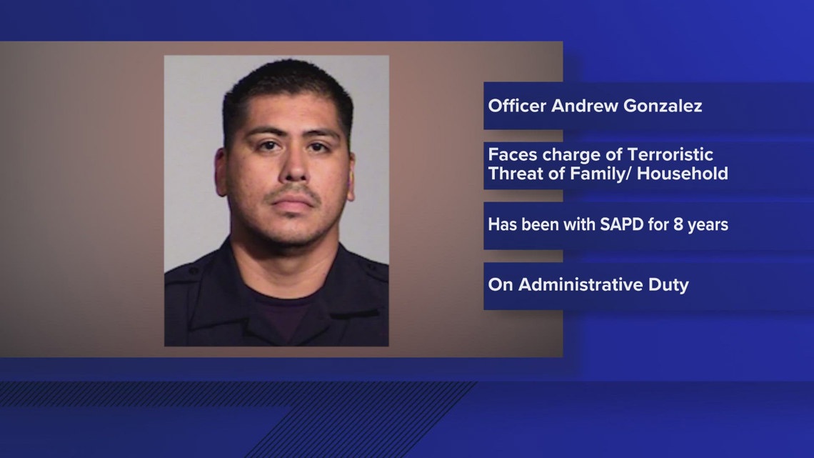 SAPD officer arrested, facing charges of terroristic threat of family ...