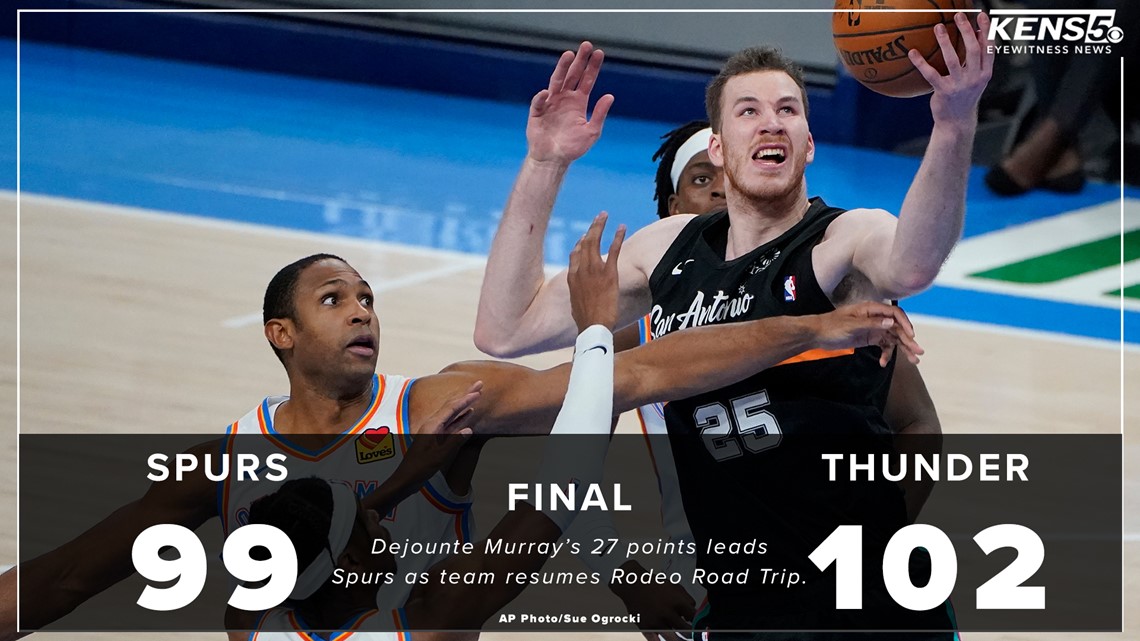 San Antonio Spurs vs. Oklahoma City Thunder, February 24, 2021 | kens5.com