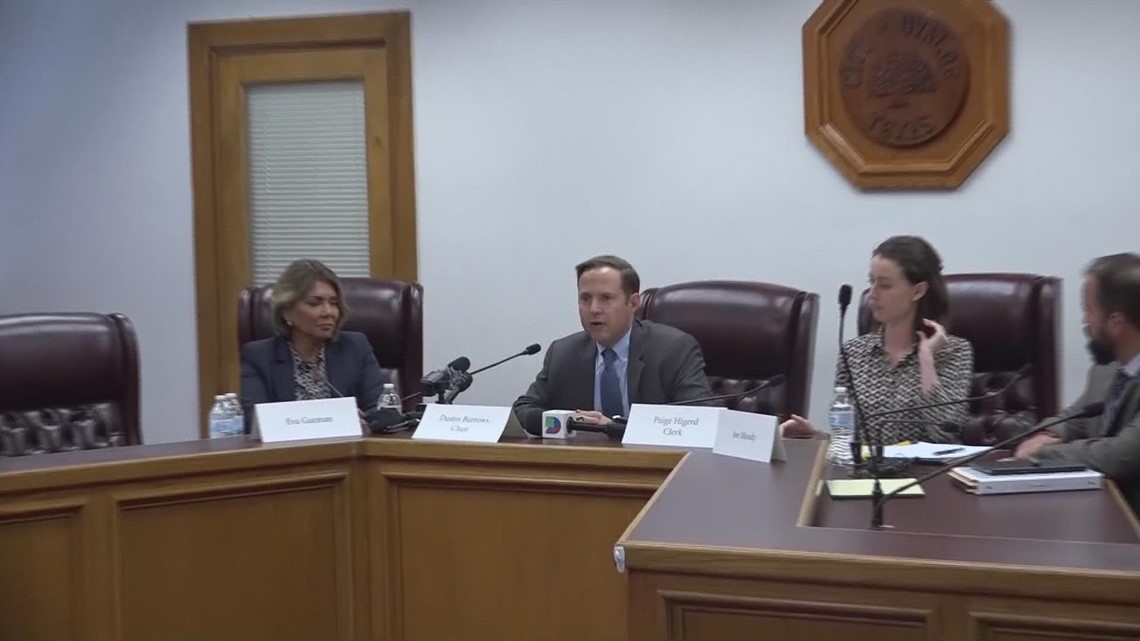 Rep. Dustin Burrows gives closing remarks at Uvalde legislative ...