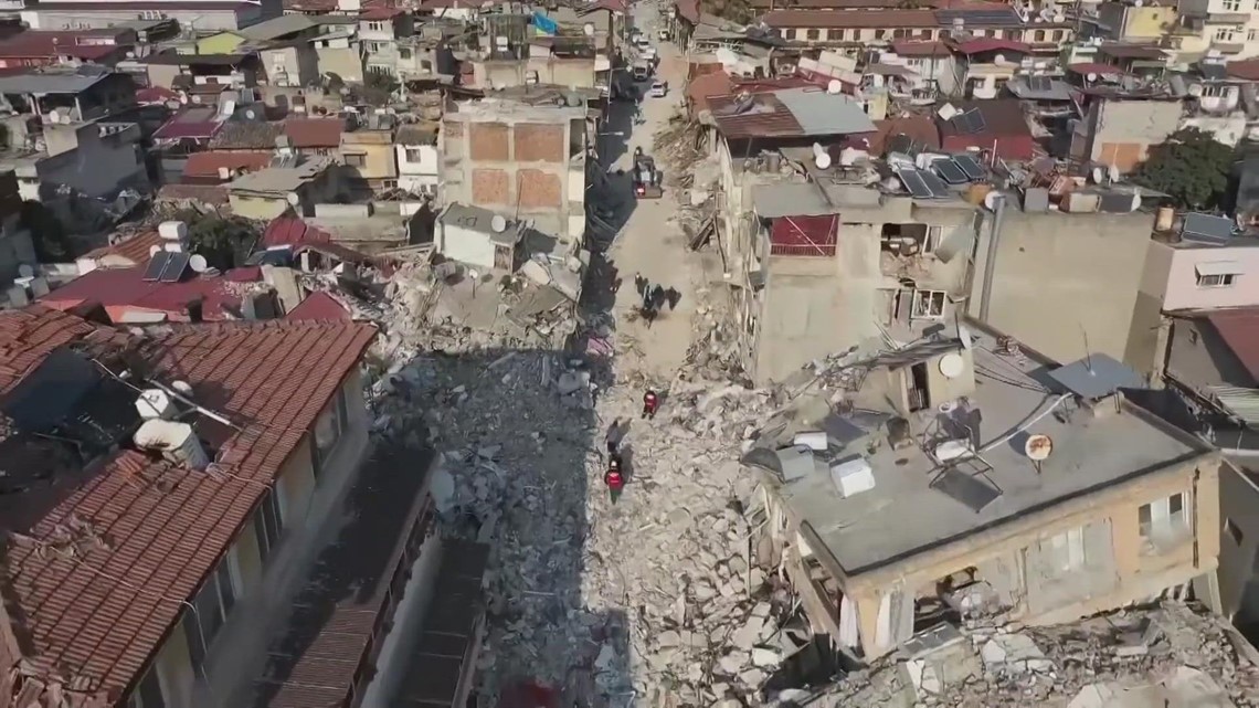 Drone footage shows devastating damage after powerful earthquakes hit ...