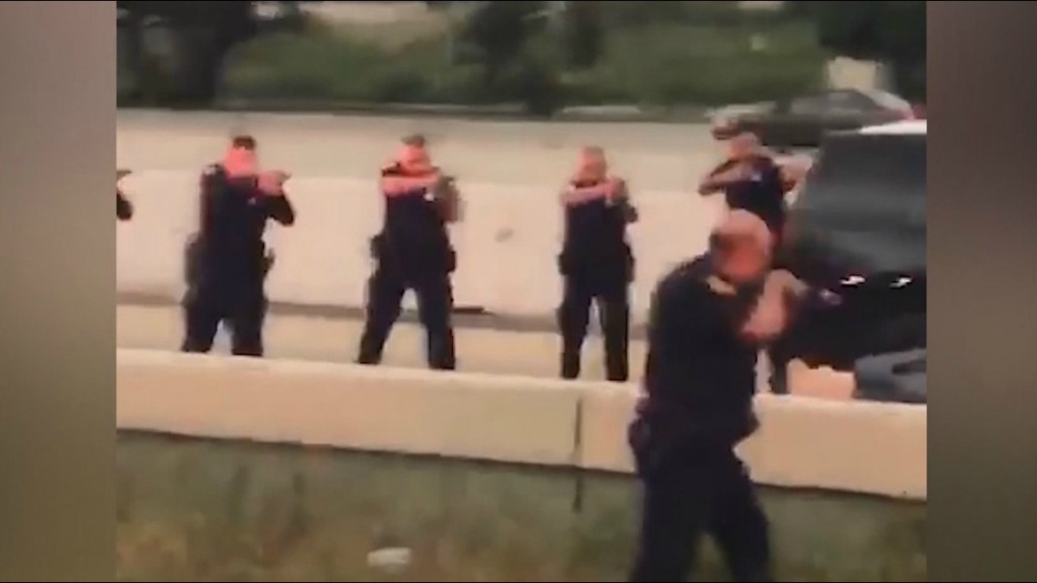 Dramatic eyewitness video shows officers with guns drawn during highway ...