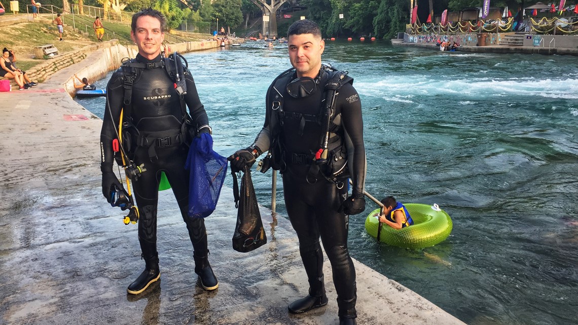 Volunteer divers conduct underwater litter patrol in Comal River ...