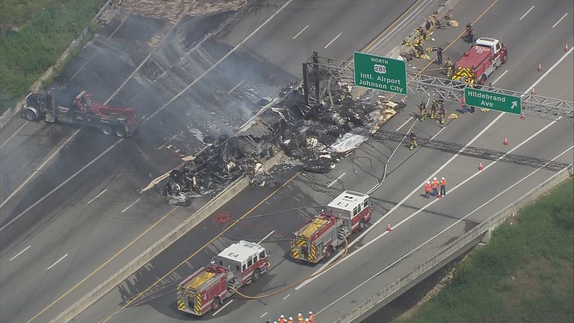 281 reopened after large vehicle fire shuts down portions of highway ...