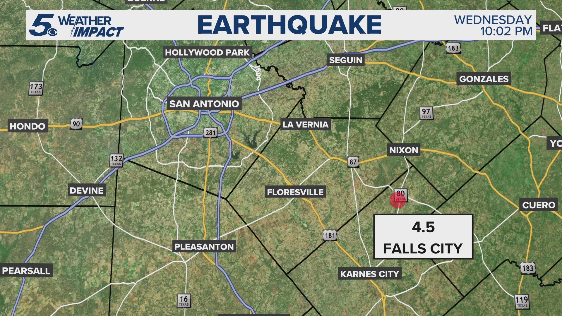 4.5 magnitude earthquake confirmed in Falls City, Texas | kens5.com