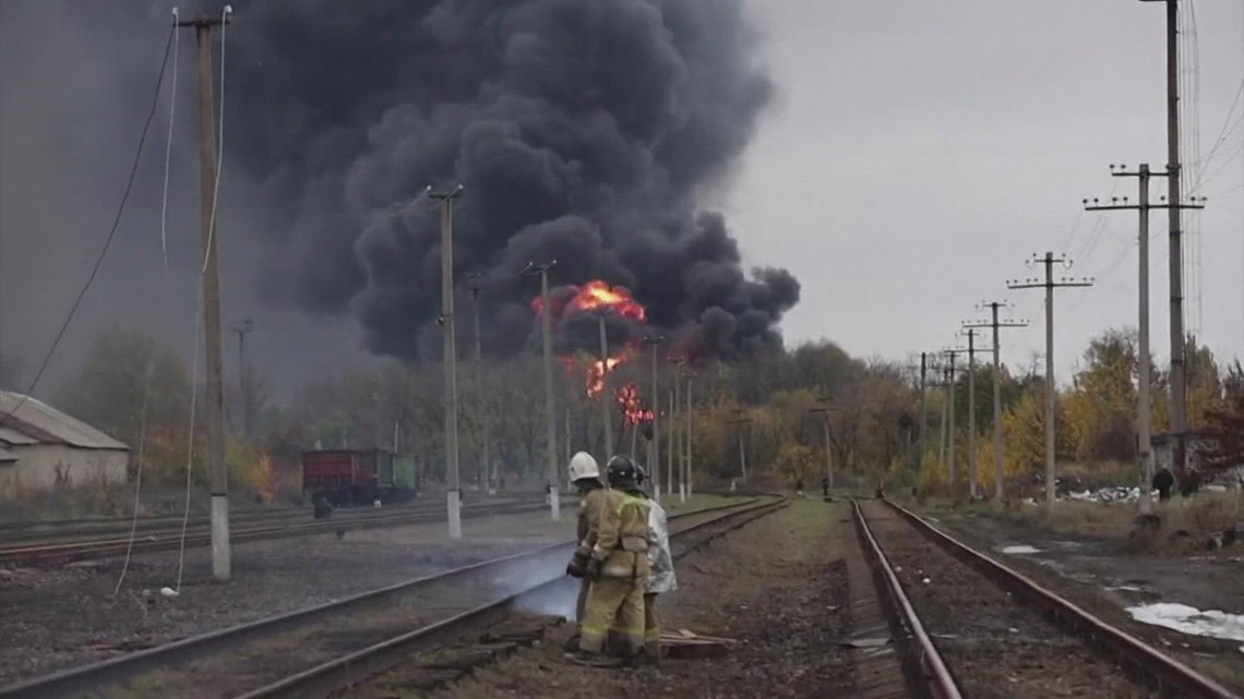 Video: Several Russian fuel tanks on fire at railway station | kens5.com
