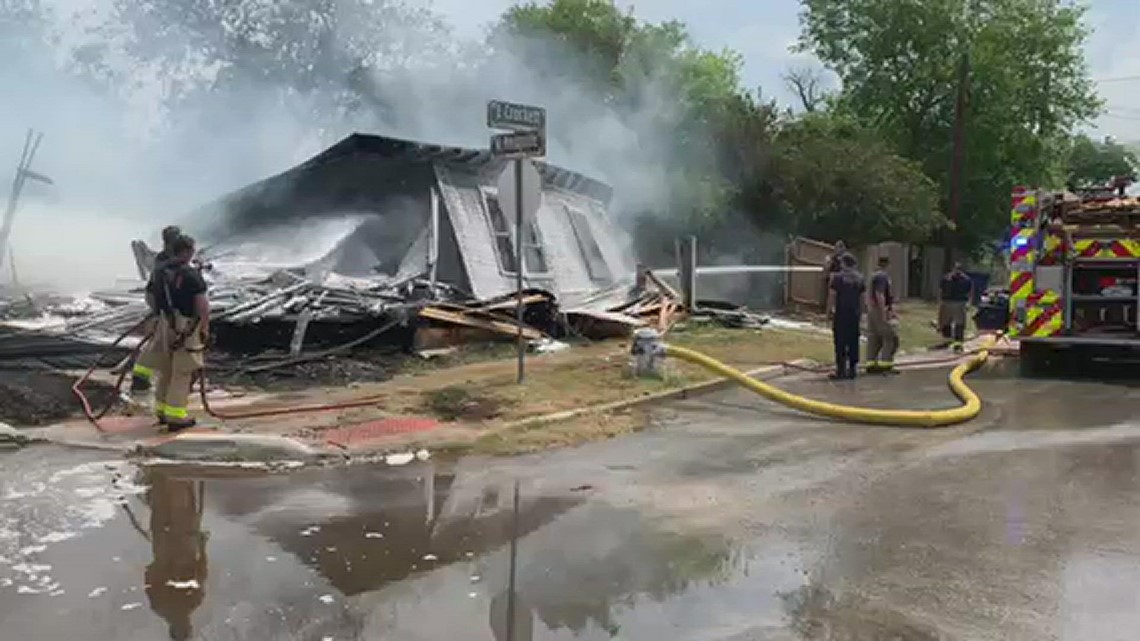 Three hours following fire breaking out, crews still dumping water ...