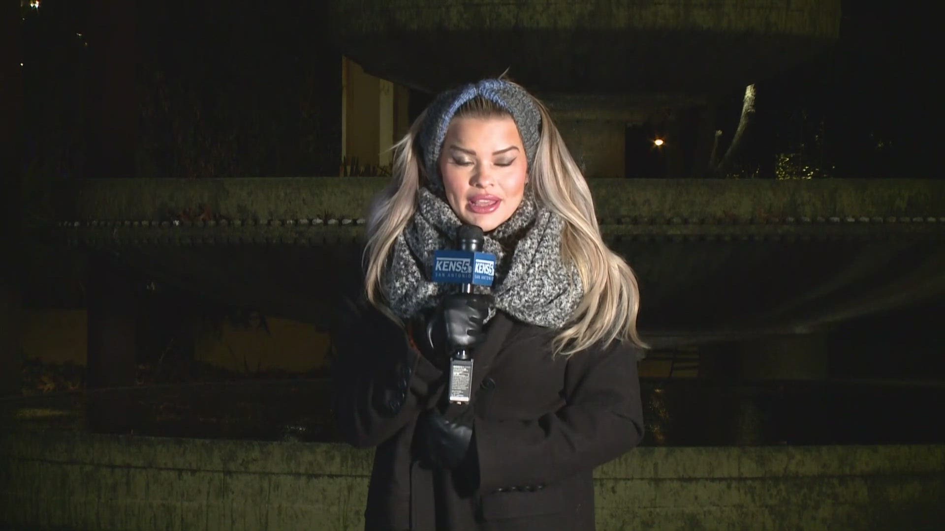 Maggie Laughlin outside braving the elements | kens5.com