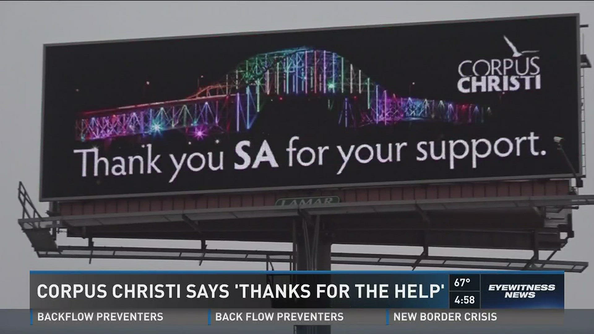 Billboard thanks San Antonio for helping with Corpus Christi water ...
