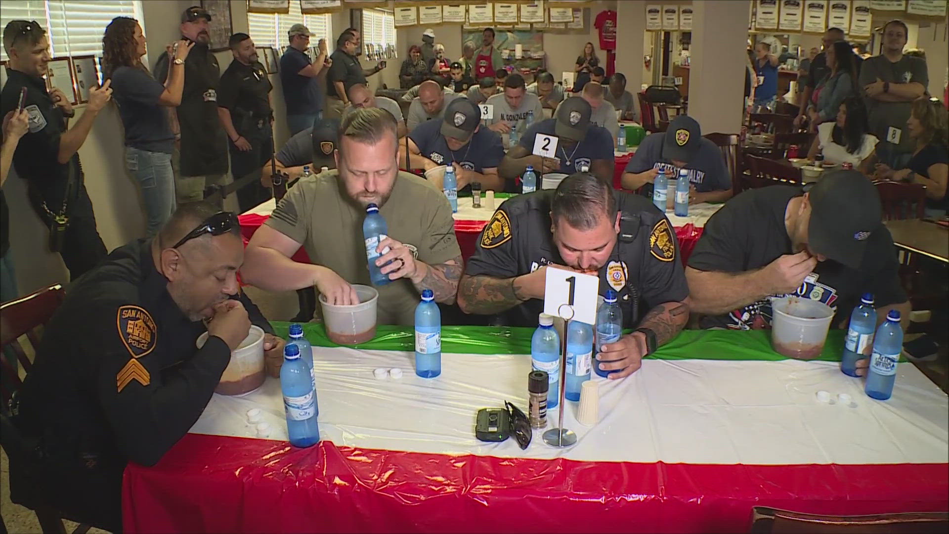 Annual 100 Club of San Antonio Spaghetti Dinner meatball eating contest ...