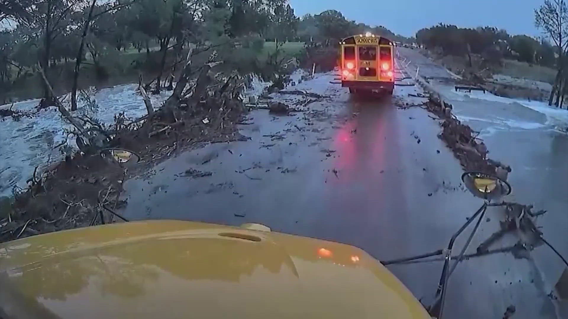 Video shows Kerrville ISD bus drivers braving flood-damaged roads to ...