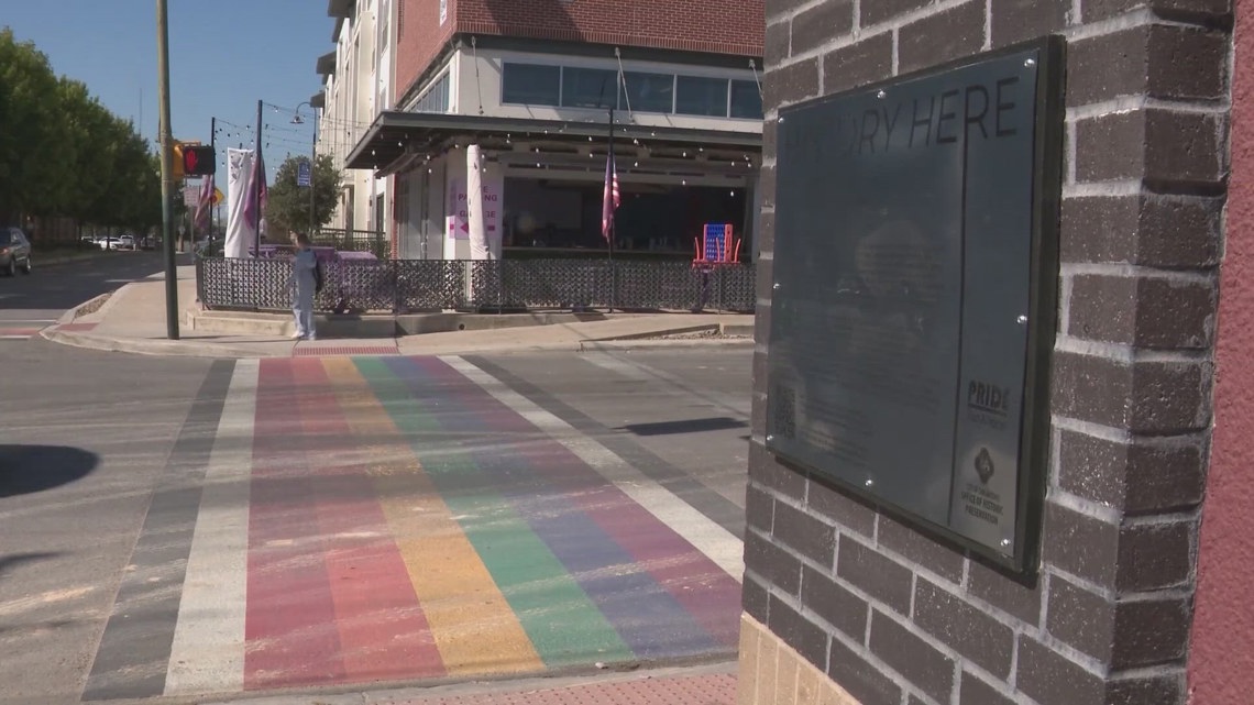 Rainbow sidewalks being stripped from streets Monday | kens5.com