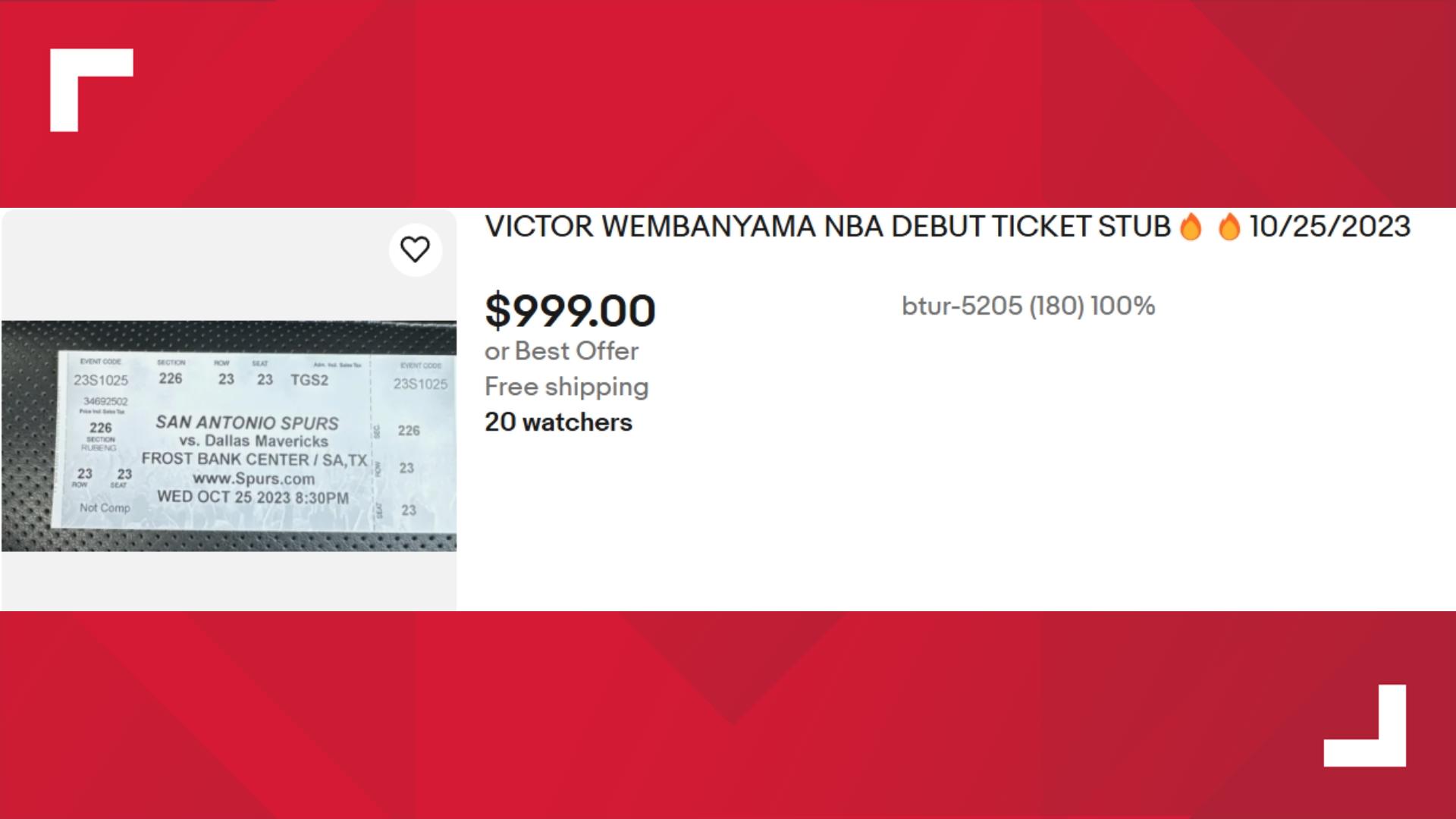 Ticket for Spurs' Wembanyama's 50-point night sells for hundreds ...