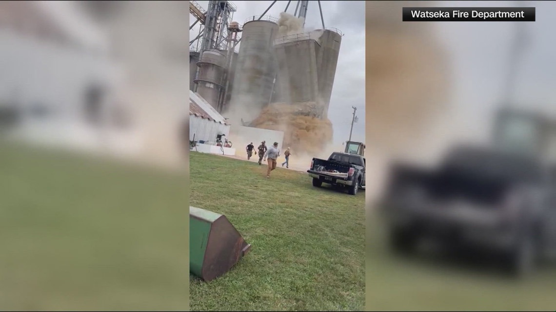 Dramatic video captures concrete grain bin collapse in Illinois | kens5.com