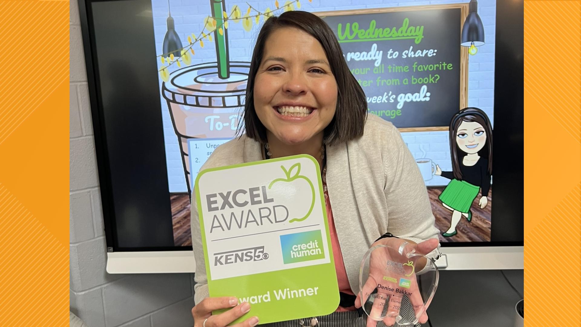 Denise Bakkar wins KENS 5 EXCEL Award for Boerne ISD | kens5.com