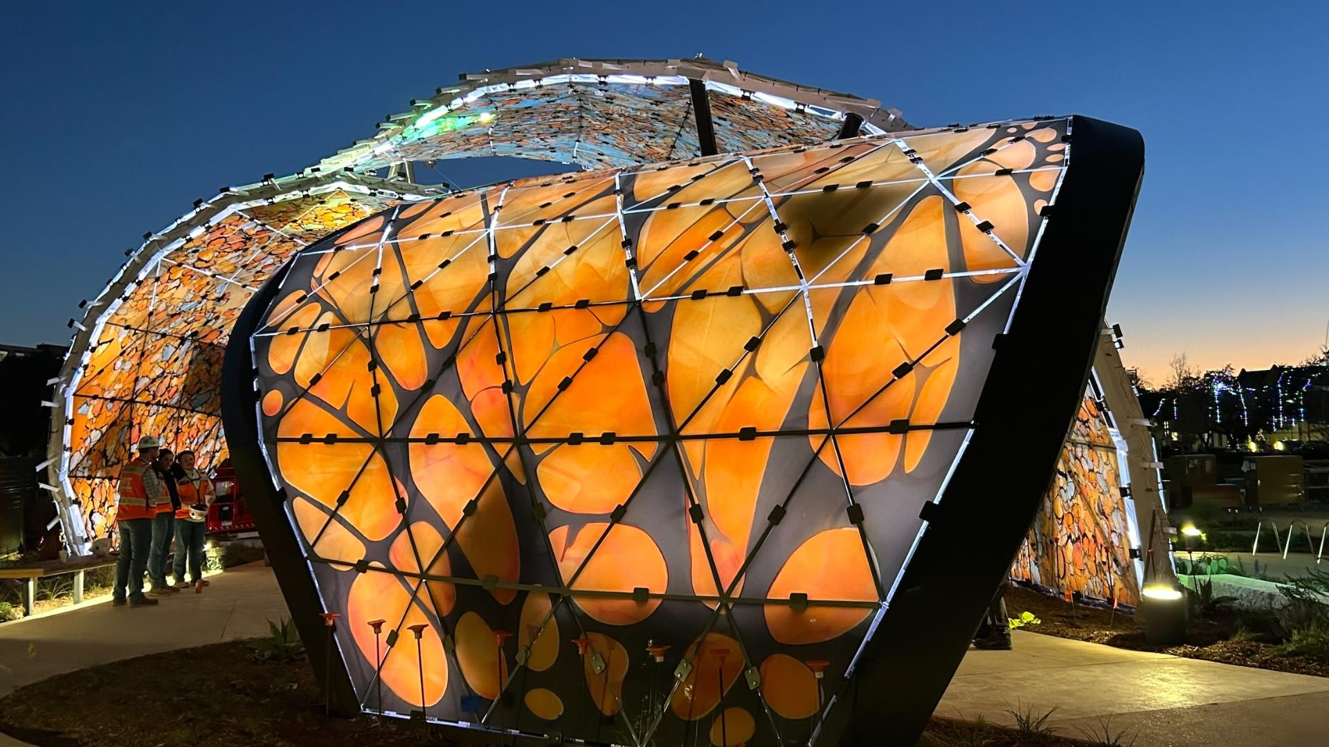 Downtown San Antonio welcomes massive monarch butterfly art ...