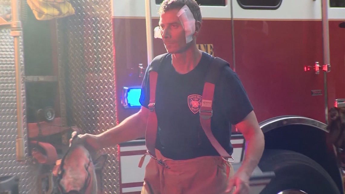 Firefighter badly burned in Castle Hills house fire returns to scene to ...