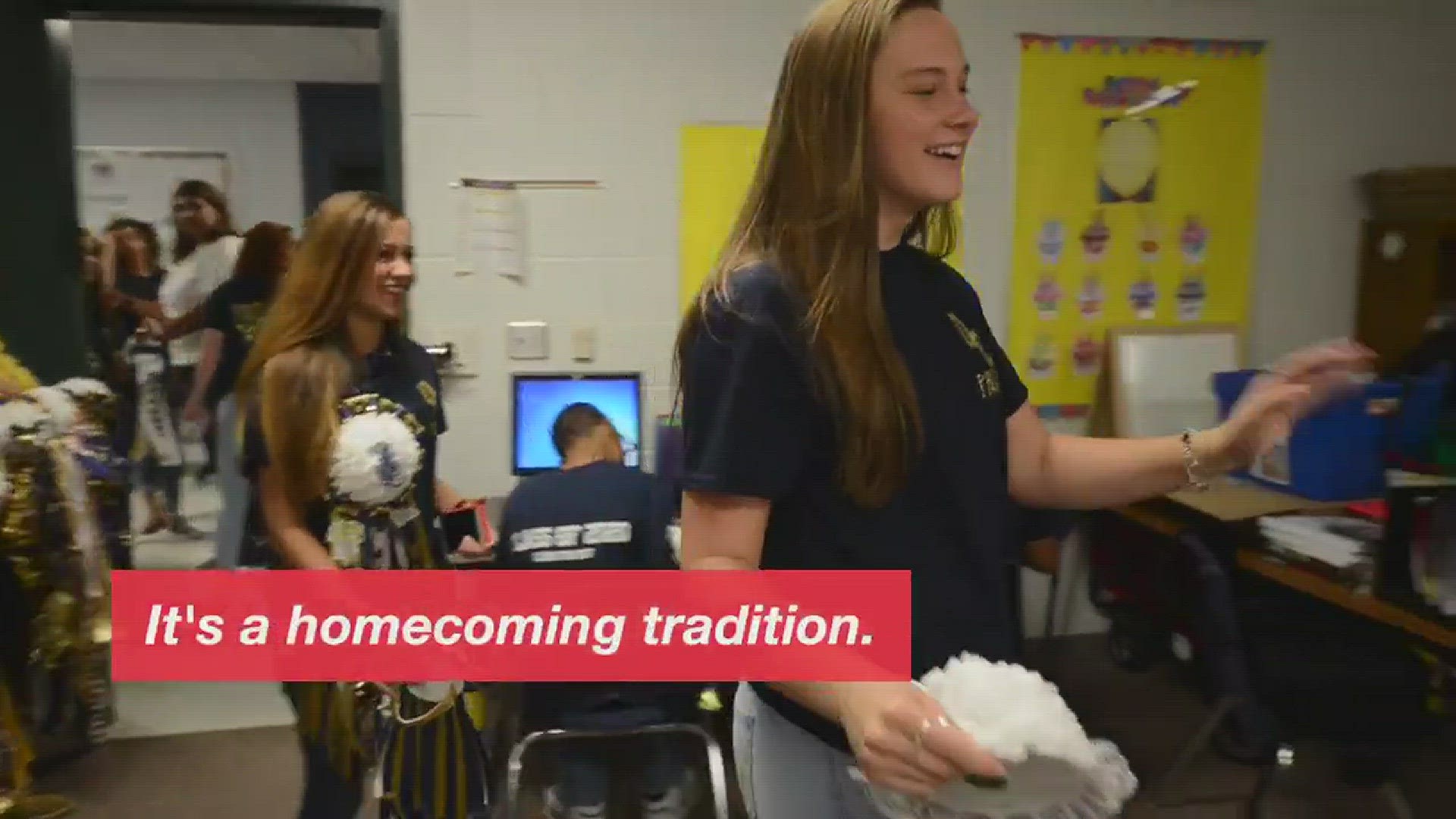 Cheerleaders make homecoming mums for alternative learning students ...