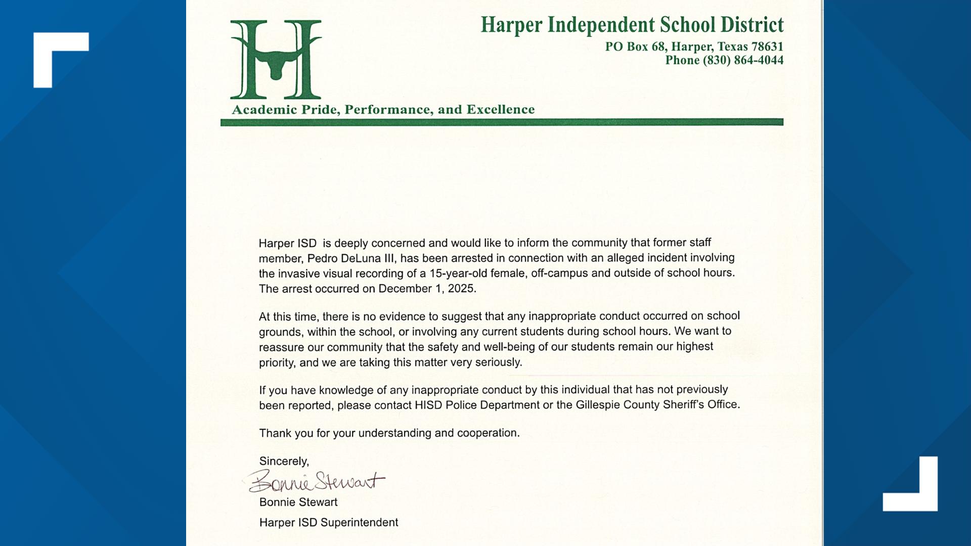 Former Harper ISD employee arrested in off campus recording incident ...