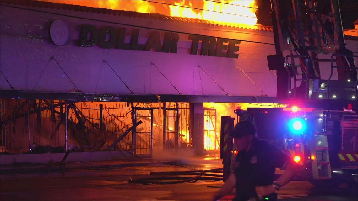 Massive fire destroys Dollar Tree north of downtown | kens5.com