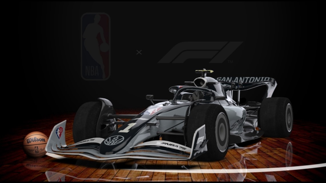 the Spurs-themed F1 racing car design | kens5.com