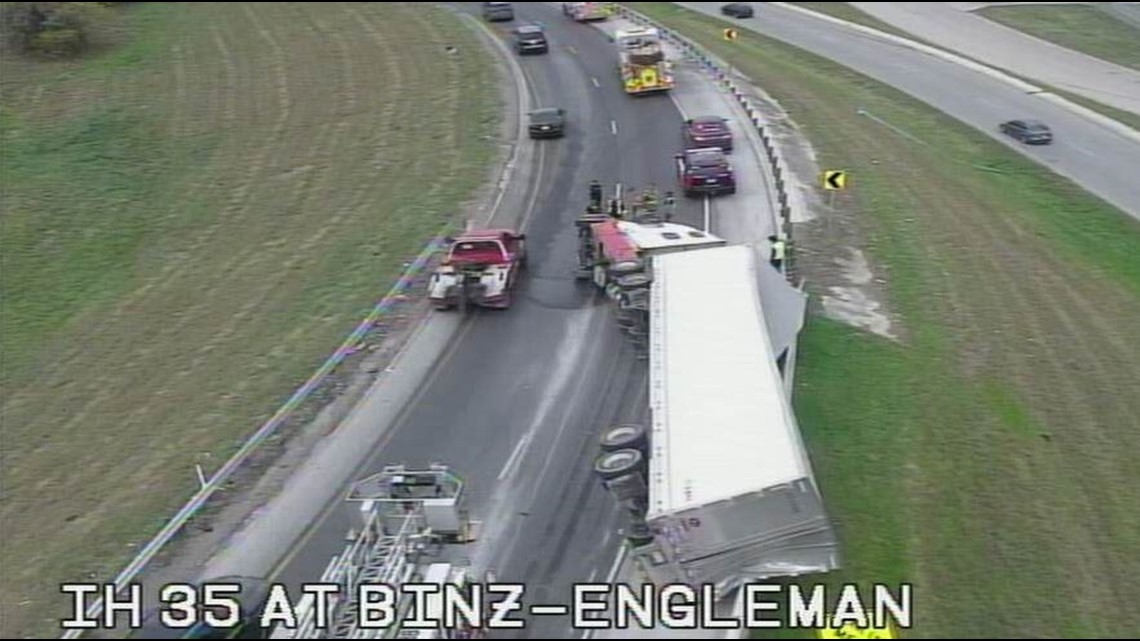 Overturned 18-wheeler shuts down east-side interchange near Binz ...