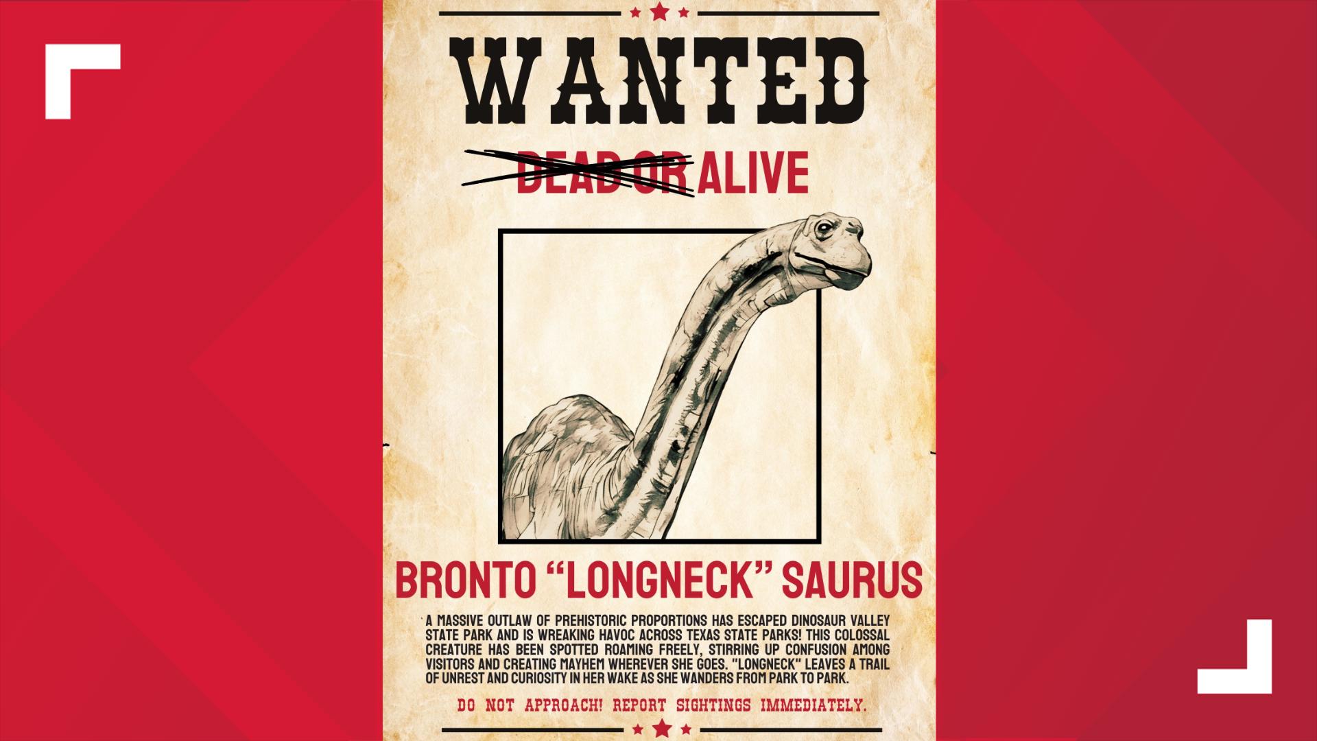 Bronto the dinosaur delighting Texas parks with surprise visits | kens5.com
