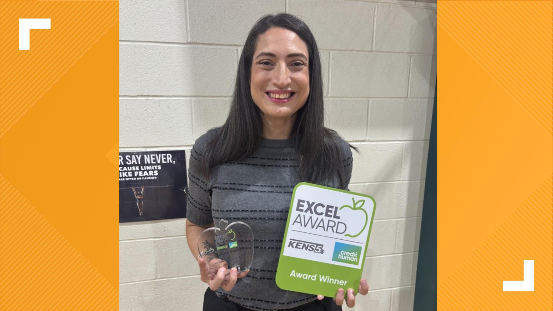 Jessica Welch wins KENS 5 EXCEL Award for Southwest ISD | kens5.com