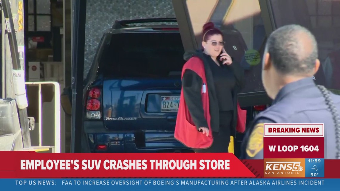 Employee's SUV crashes through flooring store | kens5.com