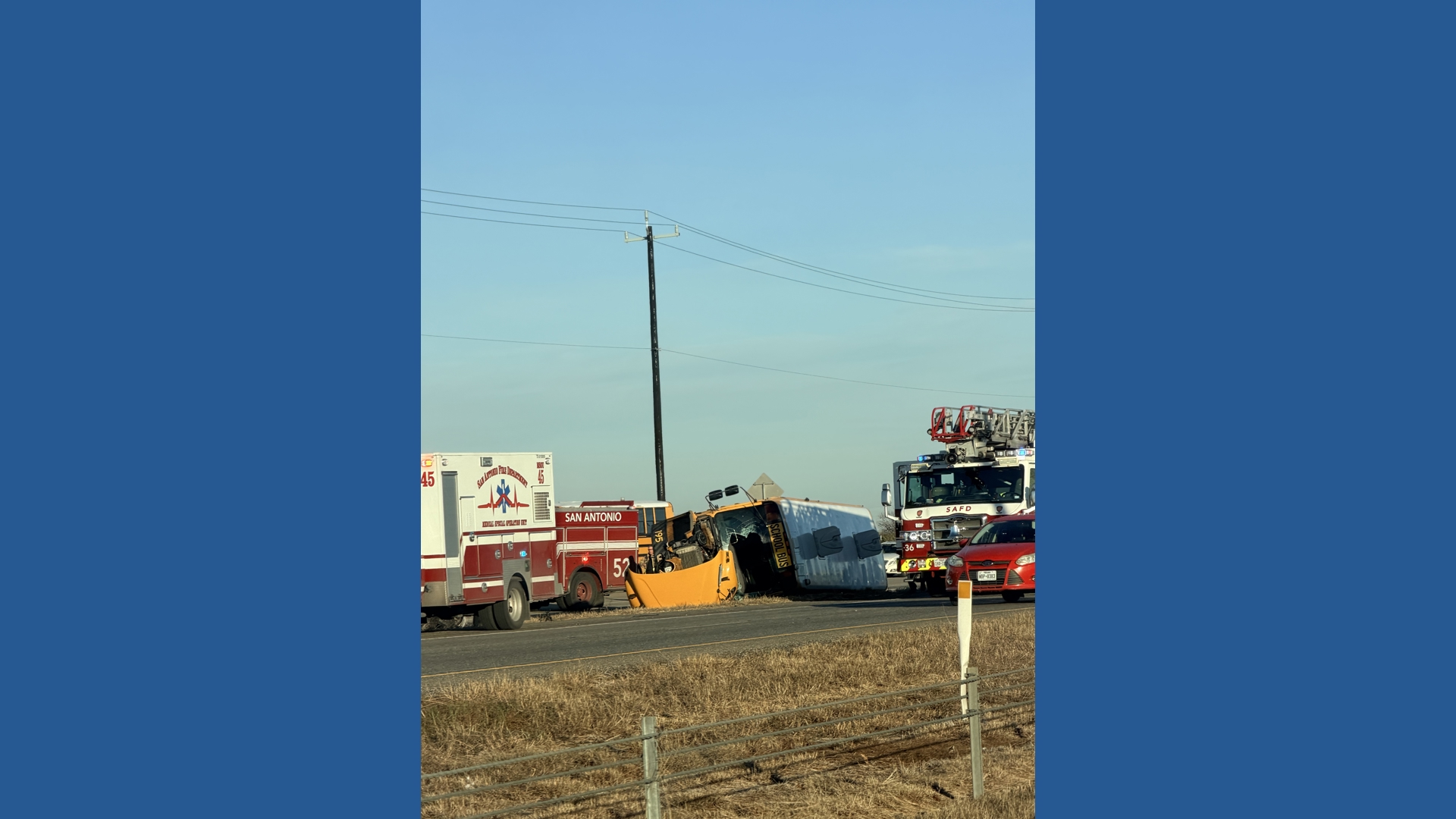 Driver, 5 students taken to hospital after SWISD bus overturns on Loop ...
