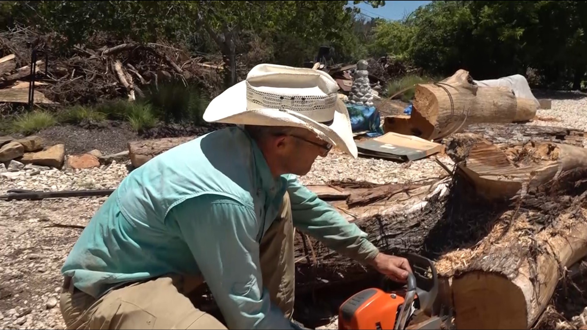 Texas carpenter salvaging uprooted trees after catastrophic floods ...