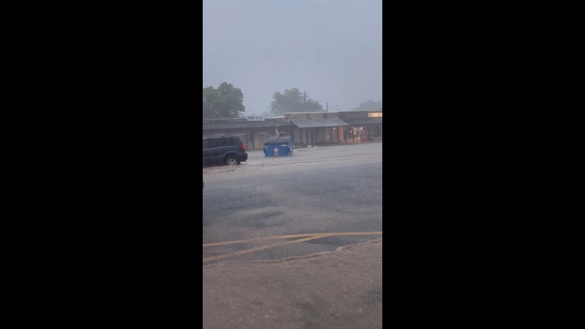 Ingram floating dumpster in flood waters | kens5.com