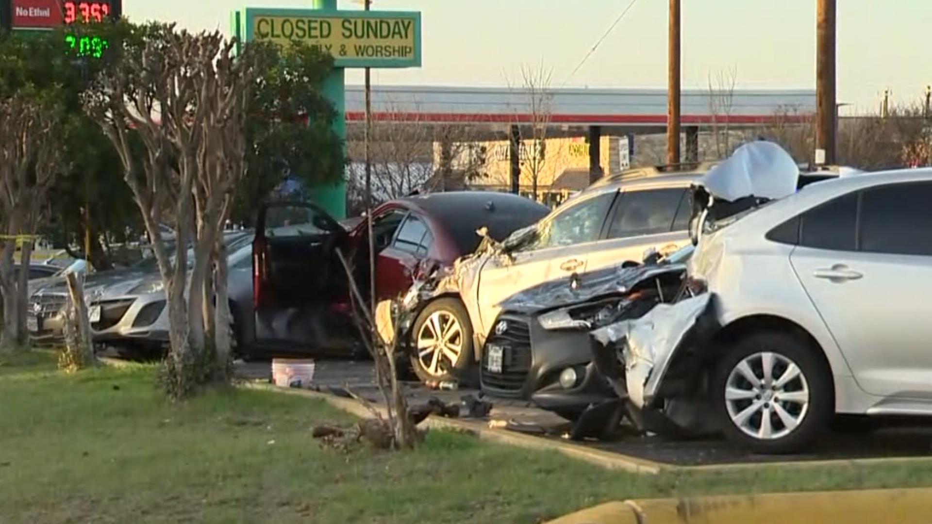 Driver hospitalized after jumping curb, striking several parked ...