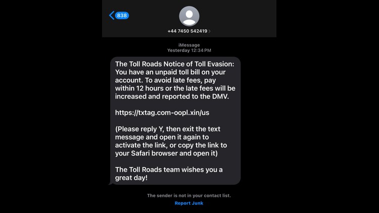 TxDOT warns Texas drivers of spike in toll text scam targeting TxTag ...