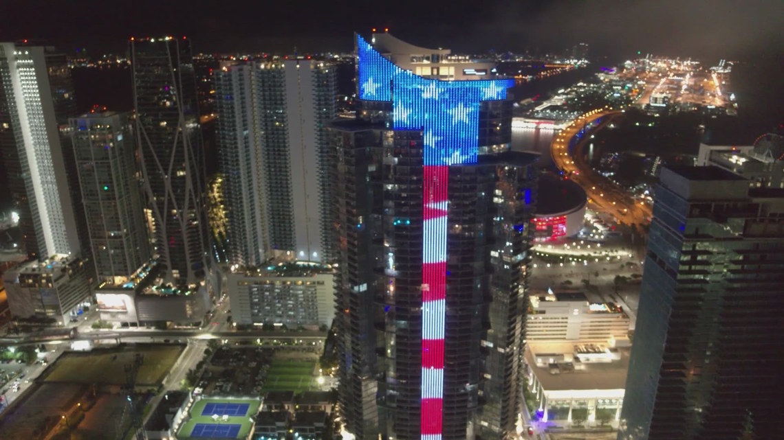 World's Tallest Digital American Flag lights up | kens5.com