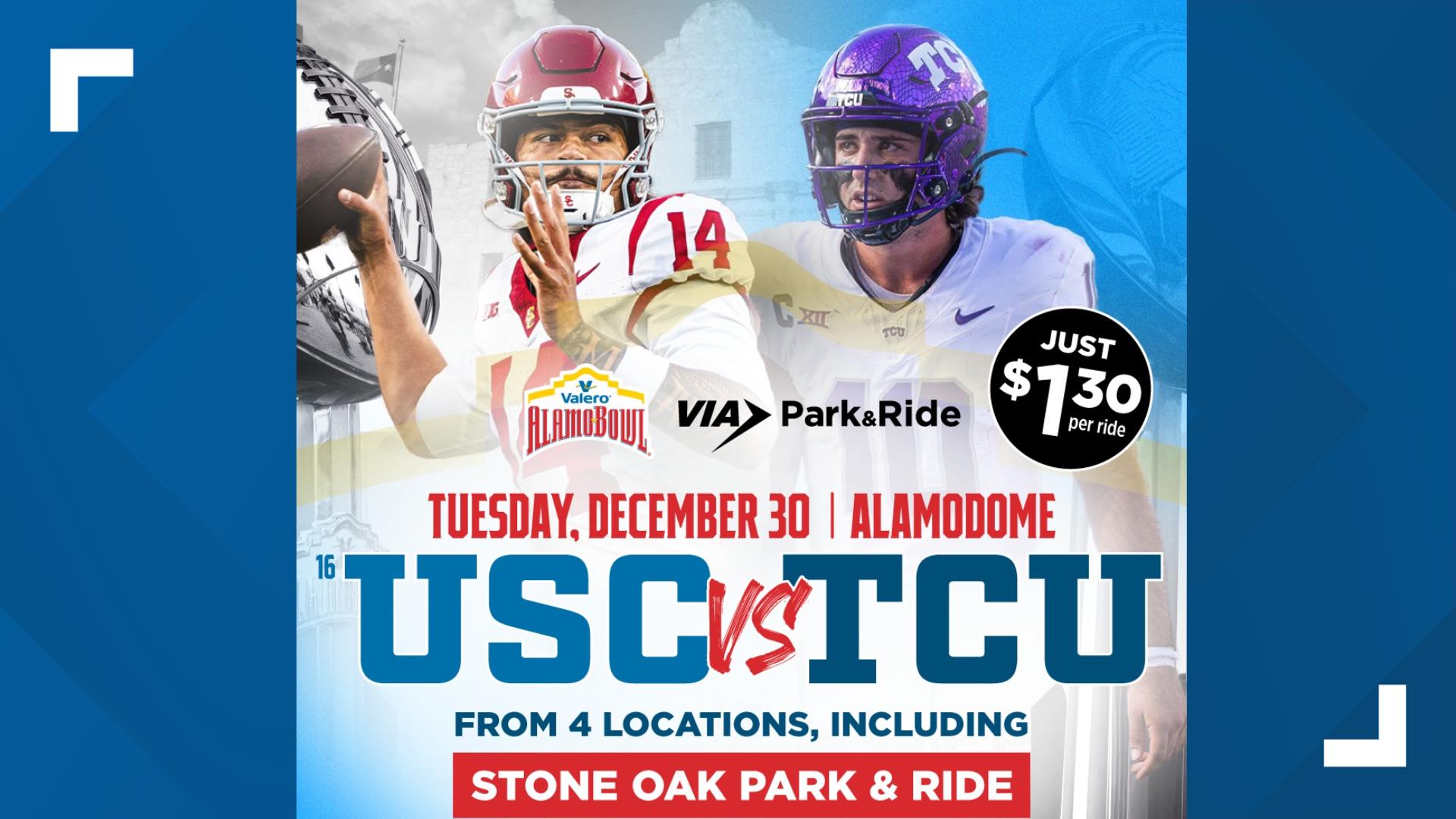 VIA offering Park & Ride service for Valero Alamo Bowl | kens5.com