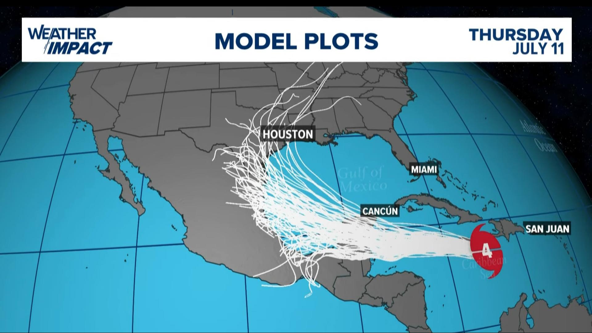 Hurricane Beryl tracker and spaghetti models, projected path | kens5.com