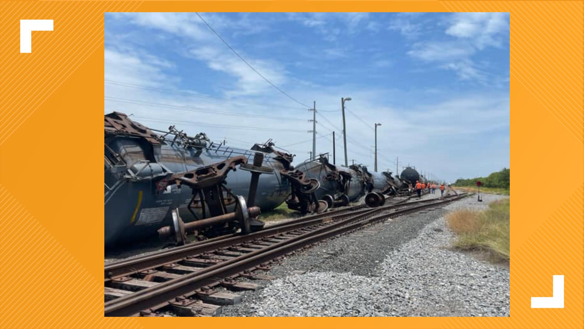 Evacuation zone expanded in Gregory after train tankers derail | kens5.com