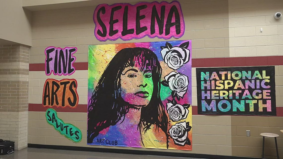 Students paint poster of Selena for Hispanic Heritage Month | kens5.com