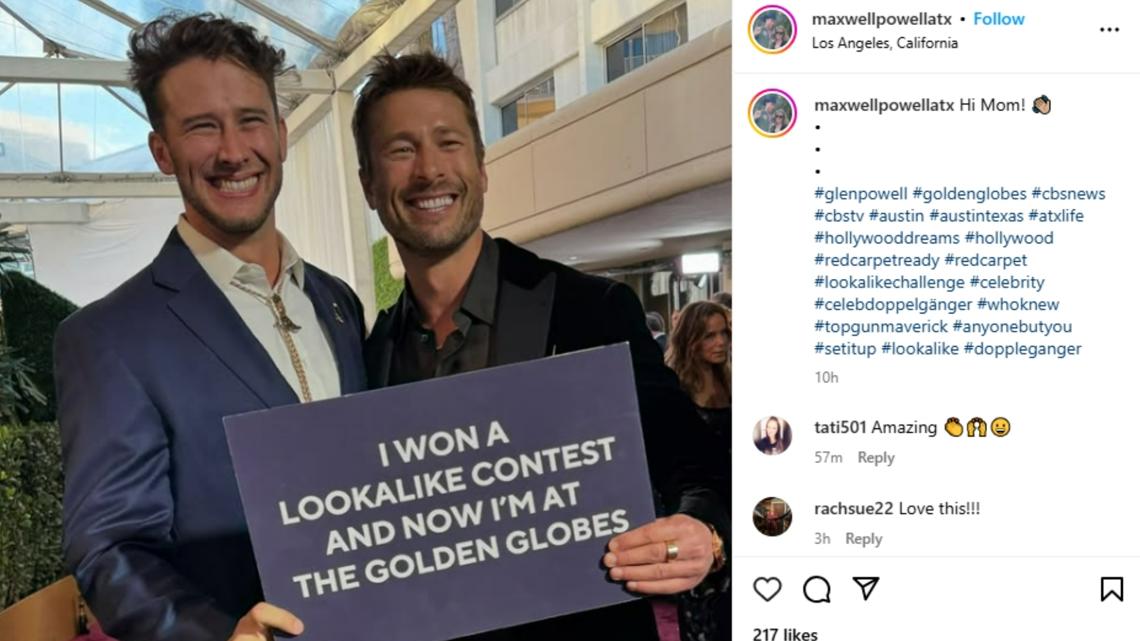 Golden Globes 2025: Austin's Glen Powell look-alike contest winner ...