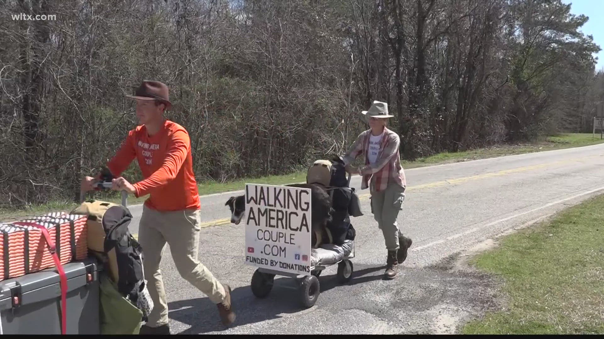 Couple walks through South Carolina on trek across America | kens5.com