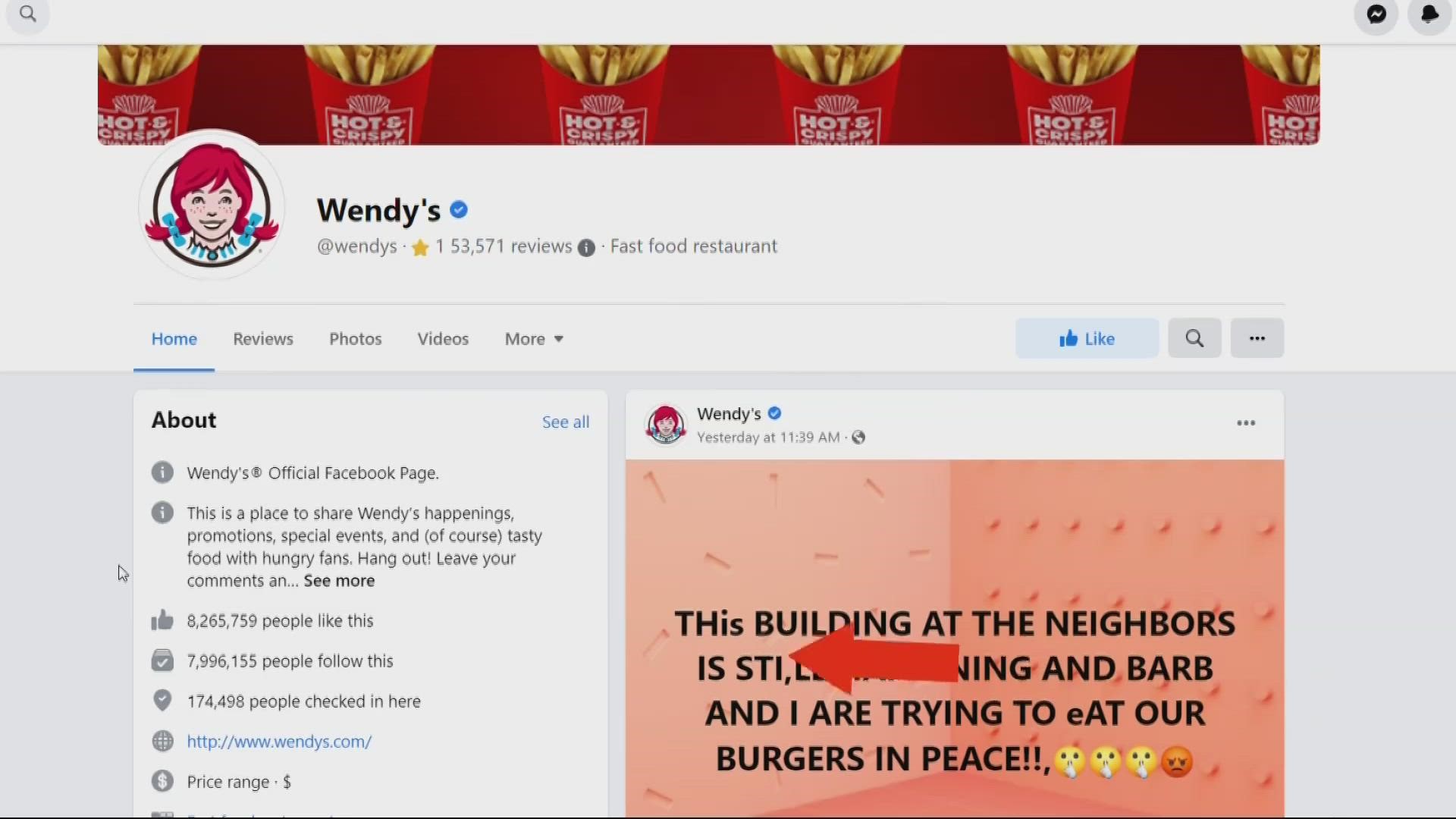 Yes, this is the real Wendy's Facebook account | kens5.com